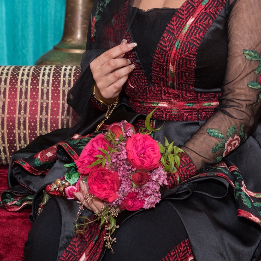 Stunning Palestinian Bridal Thobe Matching Pants - Gem